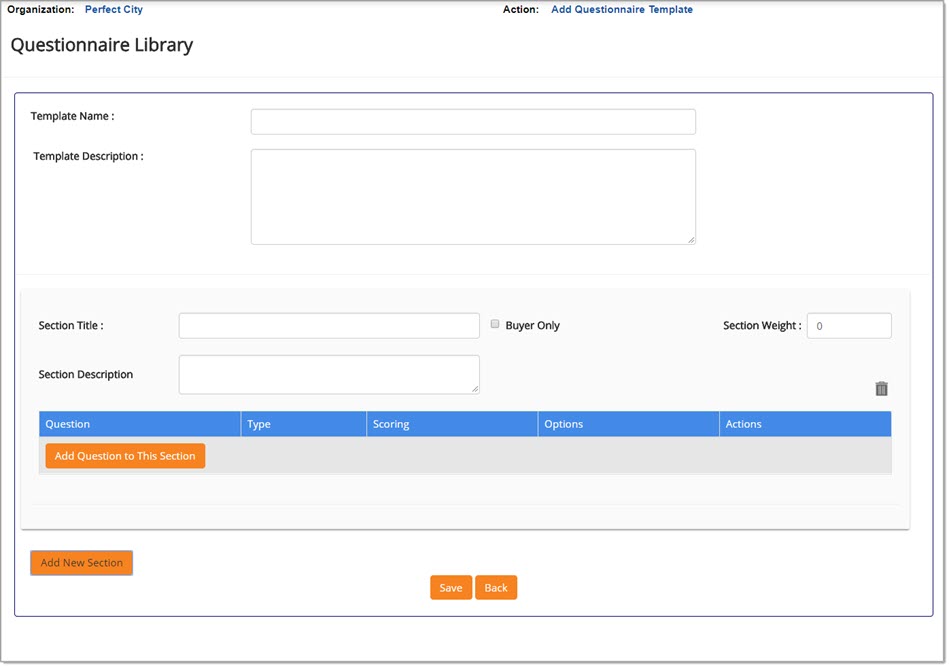 Manage Questionnaire Library